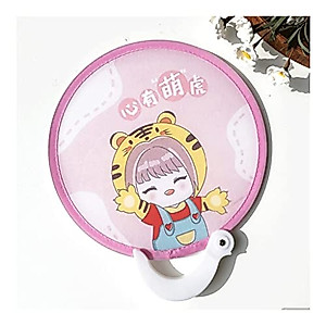 Decorative Folding Fans Handheld Fans Mini Folding Fan Small Fan Cloth Fan Pocket Fan Convenient Portable Folding Round Fan Elegant Hand Fans Vintage style (Color : Navy)