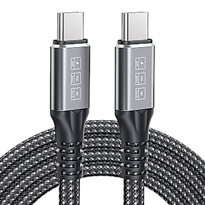 ZDD Thunderbolt 4 Cable 6FT, 240W Charging USB C to USB C Cable, Thunderbolt Certified Compatible with Type-C Power Charging MacBooks, iPad Pro, Hub, Docking, and More, Black