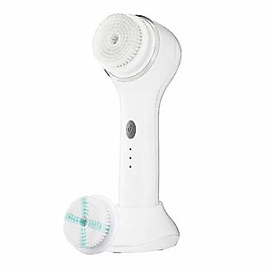 Conair True Glow Sonic Facial Brush Kit, Waterproof and Rechargeable with 2 Brush Heads and Cosmetic Storage Pouch