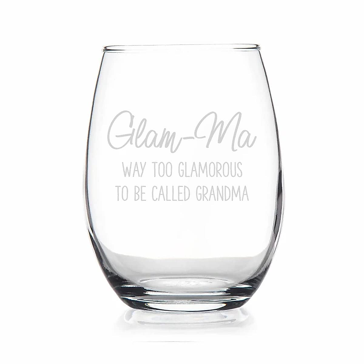 HTDesigns Glam-Ma Because I'm Too Glamorous To Be Called Grandma Wine Glass - Grandma Gifts - Mothers Day Wine Glass - Mothers Day Wine Glass Gift For Gramma Nana