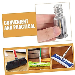 2pcs Aluminum Alloy Threaded Headgear Whisk Brooms Broom Handle Adapter Threaded Tip Replacement Mop Stick End Extension Pole Attachments Broom Handle Parts Broom Handle Connector Outanaya