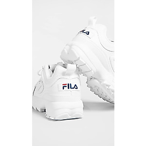 Fila Women's Disruptor Ii Premium Walking Shoe, White/Navy/Red, 9