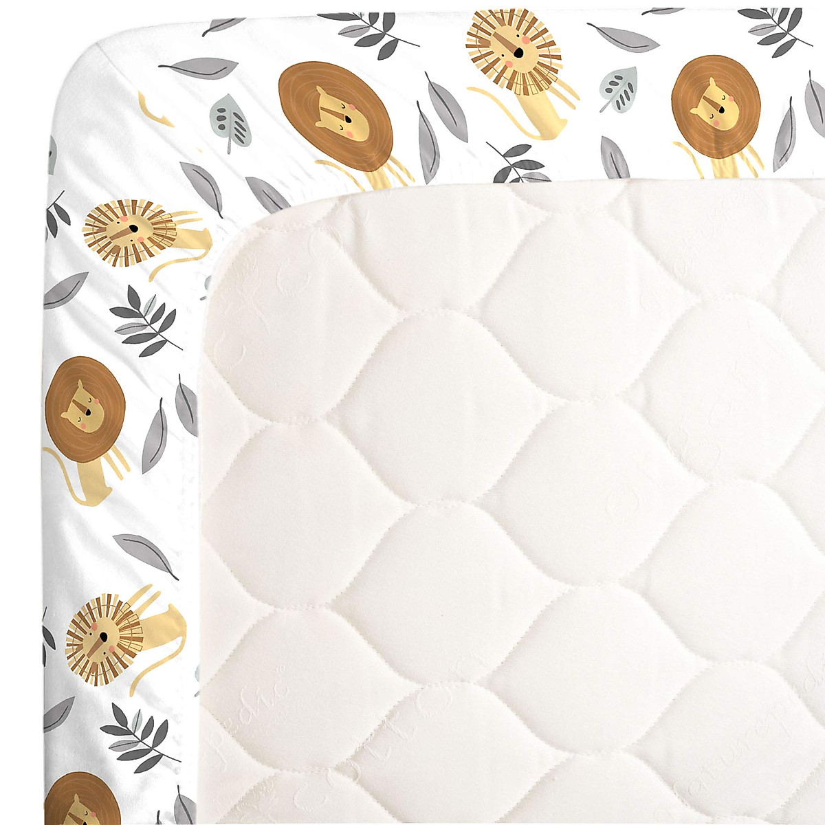 NoJo Lion Brown, Grey and Yellow Fitted Super Soft Crib Sheet