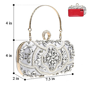 DA BODAN Womens Sparkly Rhinestone Crystal Clutch Bag Glitter Sequin Bridal Purse Evening Handbag for Wedding Party Prom