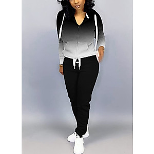 Mrskoala Two Piece Outfits for Women Tracksuit Sweat Suits Workout Jogging Sets Loungewear with Pocket Black XL