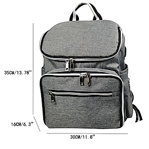 GUANGCAIJIA diaper bag waterproof backpack for cute baby boy girl with changing pad unisex stroller mommy hospital essentials (grey)