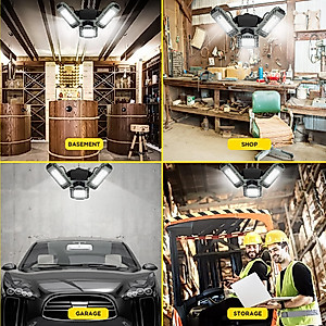 Triburst LED Shop Lights for Workshop, 4000 Lumens Super Bright Garage Lighting, LED Garage Lights, LED Shop Light, Ceiling Light with 3 Light Panels, Linkable, Plugs into Outlet, Easy to Install