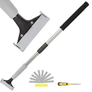 Greeily Floor Scraper Long Handle, 31" Floor Scraper Tool Made of Thickened Stainless Steel Material Can be Used to Remove Tile Ceiling Linoleum Carpet Paint Quickly and Easily (31" (Black Handle))