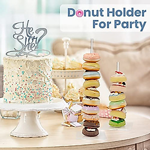 12 Pack Acrylic Donut Stands Clear Donut Holder 15.4 Inch and 10 Inch Donuts Display Stand Removable Donut Tower Stand Bagels Wall Display Stand Holder for Birthday, Wedding, Baby Shower Party
