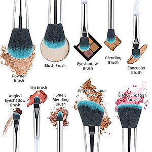 Professional Makeup Brush, Acrylic Diamond Handle Make Up Brushes Series for Full Face Foudation Blush Eyeshadow Concealers Powder Transparent Beauty Tools