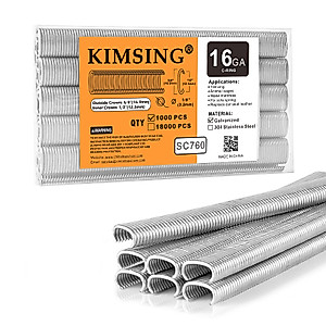 KIMSING SC760 16 Gauge 5/8'' Crown Galvanized C Ring Staples C-Rings Hog Rings, Wire Fencing Staples, Fasteners for C Ring Stapler, Hog Ring Tool, C Ring Plier, 1000 PCS/Pack