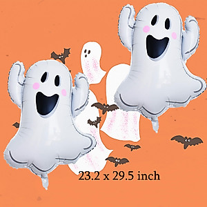 Halloween Party Balloons, 6PCS Large Halloween Ghost Foil Balloons Black Bat Mylar Balloons for Kids Halloween Props Halloween Birthday Party Decorations Supplies