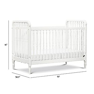 Namesake Liberty 3-in-1 Convertible Spindle Crib with Toddler Bed Conversion Kit in White, Greenguard Gold Certified