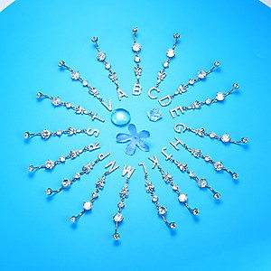 DOLOTTA 14G Belly Button Rings Dangle For Women With CZ Initials 316L Surgical Steel Rings Body Piercing Jewelry