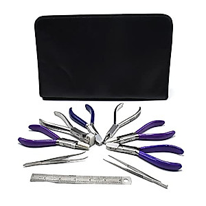 OdontoMed2011 Set of 9 Eyeglass Optical Optician Tools Pliers Bent Nose Rimless Set-Optical PLIER KIT Adjusting Eyeglass Arms Frame Plier Set Optical Eyeglasses Eyewear Repair Tool Plier set