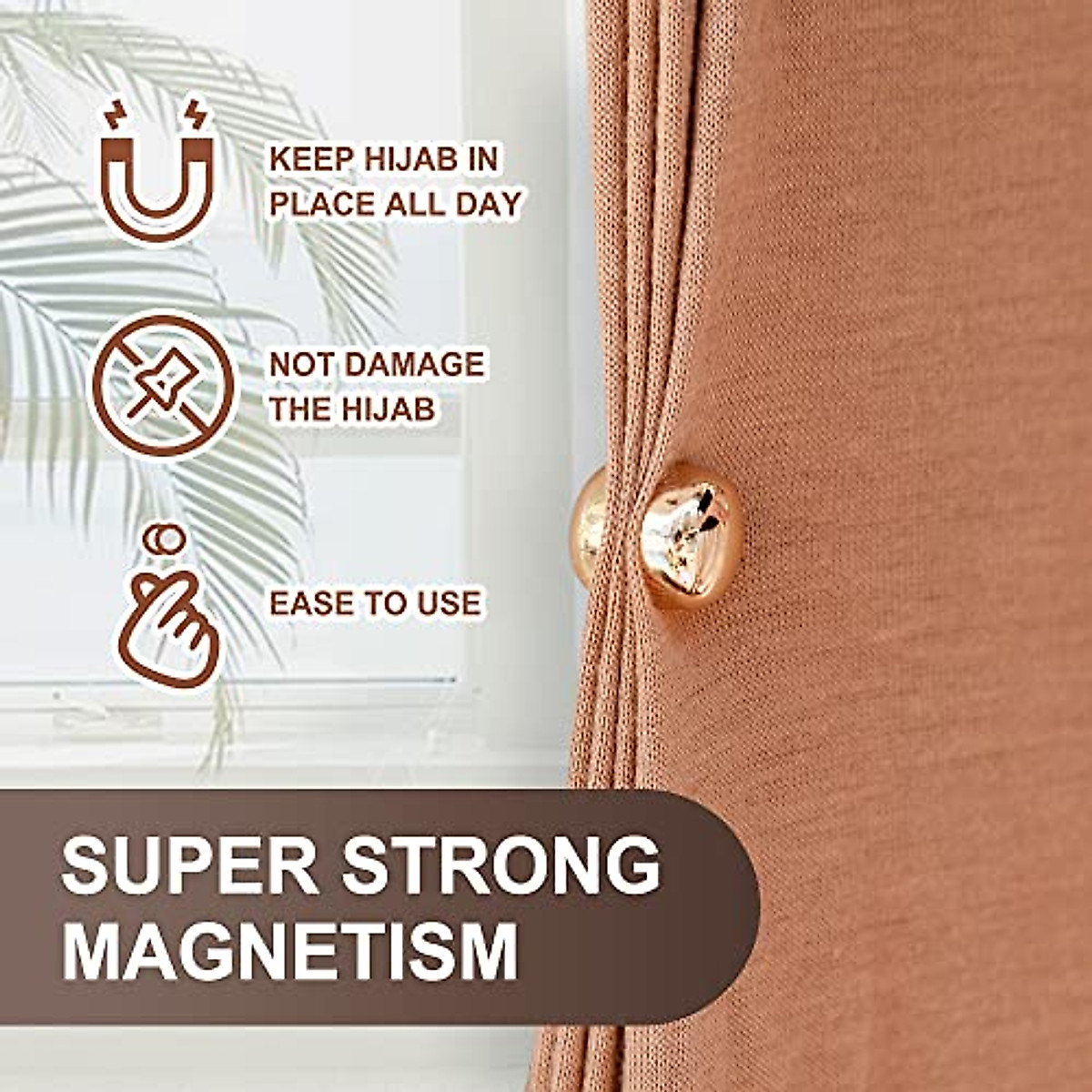 PeacePray 2 Pairs Premium Strong Hijab Magnetic Pins with Storage Bag, No-Snag Multi-Use Hijab Magnets, Pinless Magnetic Hijab Pins, Choose Your Favorite Style Freely, Matte Nude