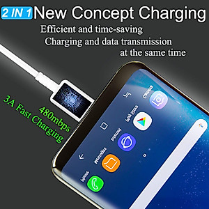 Adaptive Fast Charger Kit with USB Type C Cable【5 ft】 Fast Charging Wall Charger Block Compatible with Samsung Galaxy S21/S21 Ultra/S20/S20+/S10/S10e/S9/S8/S8Plus/Edge/Active/Note 8/9/10/20 (2 Pack)