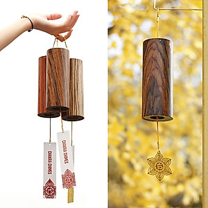 Mowind Chakra Chimes Natural Bamboo Wind Chimes Meditation Chord Windchime Wind Bell for Home Decoration Zen Mindfulness Sacral Chakra