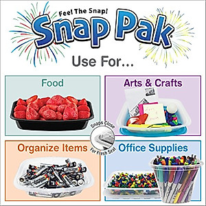 Snap Pak Plastic Food Storage, Meal Prep, Take-Out Delivery Container Rectangular, 25 Count (Pack of 1), Black Base/Clear Lid