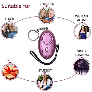 140 DB Personal Safety Alarm Self Defense Keychain Purple with LED Light, Security Alarm Personal Alarms for Women ,Kids,Man,Night Workers, Elderly SOS Alarm Emergency AOLANS