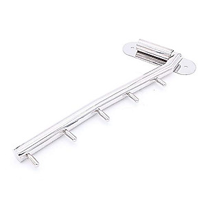 2 Set of NUZAMAS Wall Mounted 304 Stainless Steel Swing Arm Holders, Clothes Coat Hanger, 5 Hooks Coat Rack Closet, Storage Organizer Mirror Finished with Installation Kits