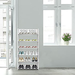 Maximize Closet Space with a Six-Tier Wood-Plastic Shoe Organizer: Stylish Decorative Shoe Stand for Home Organization and Entryway Furniture - Multifunctional Storage and Space-Saving Rack