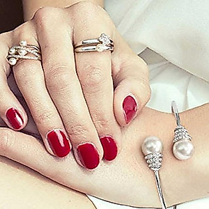 Bling Jewelry Crossover Criss Cross Stacking Style Fashion Statement White Simulated Pearl Band Ring For Women .925 Sterling Silver