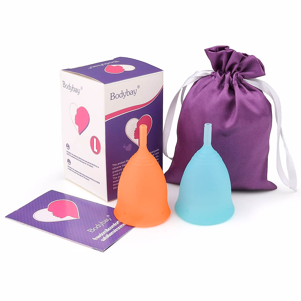 Bodybay Menstrual Cup, Set of 2 Periods Kit with FDA Registered，Best Feminine Alternative Protection to Tampons and Cloth Sanitary Napkins