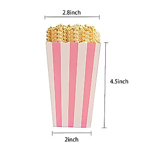 Crystallove 24pcs Striped Paper Popcorn Boxes for Party Favor Supplies (Pink)