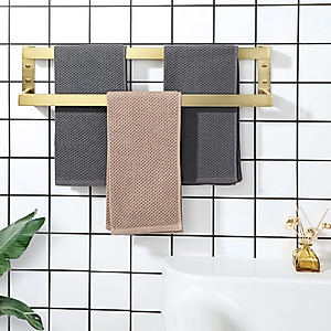 Alise Double Towel Bar 24", SUS304 Stainless Steel Towel Racks for Bathroom Wall Mounted, Heavy Duty Bathroom Towel Holder, Space Saving Towel Hanger, Brushed Gold