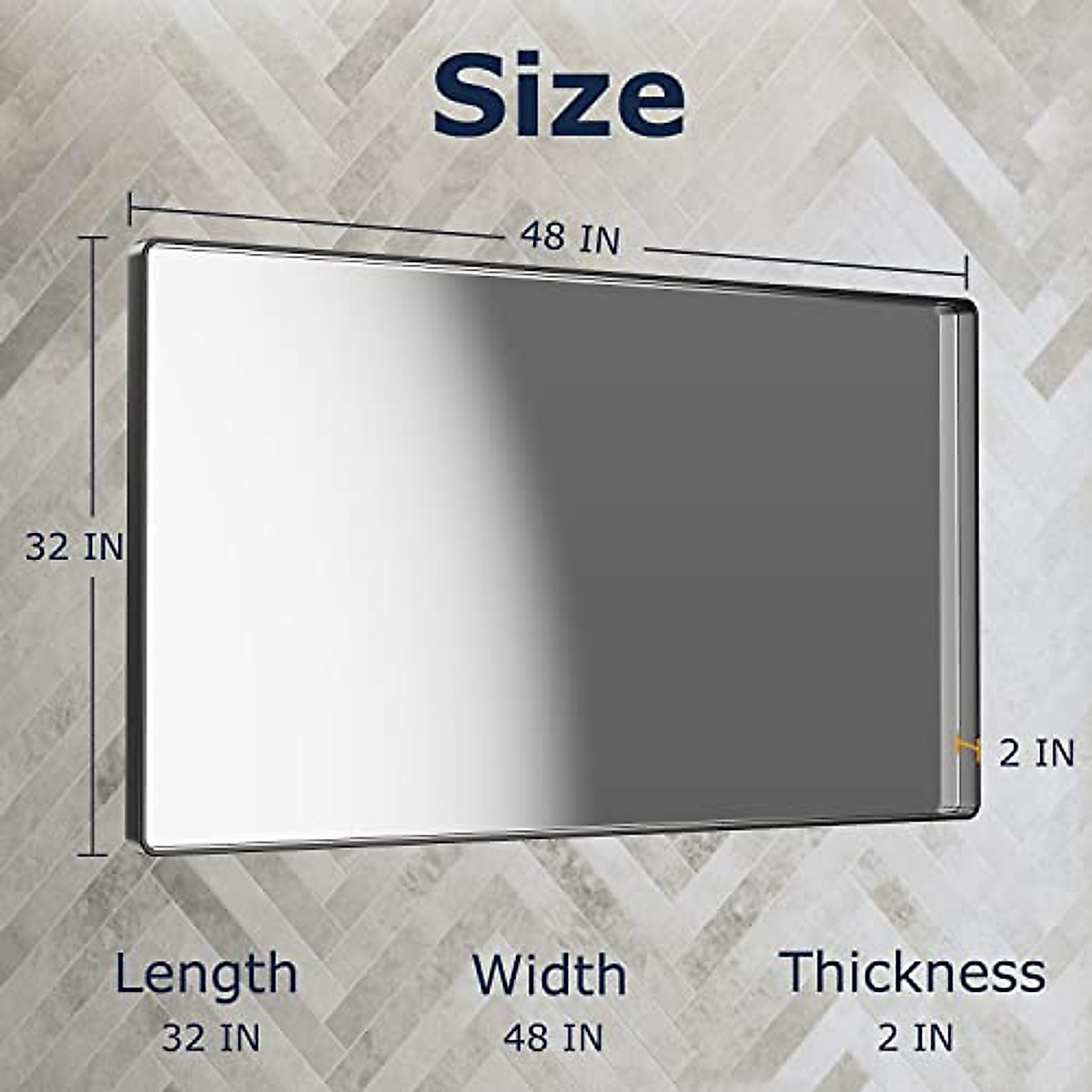 ISKM Black Bathroom Mirror for Wall 48" x 32" Matte Black Framed Vanity Mirror Anti-Rust Tempered Glass Hangs Horizontal or Vertical