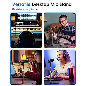 Etour Desk Microphone Stand, Upgraded Adjustable desktop Mic Stand with Mic Clip,5/8" Male Screw for Blue Yeti SM58 SM48 PGA48 AT2020, ATR2100x-USB Samson Q2U Other Microphone