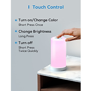 meross Smart WiFi Table Lamp, Bedside Lamp, Compatible with Apple HomeKit, Siri, Amazon Alexa and SmartThings, Tunable White and Multi-Color, Touch Control, Voice and App Control