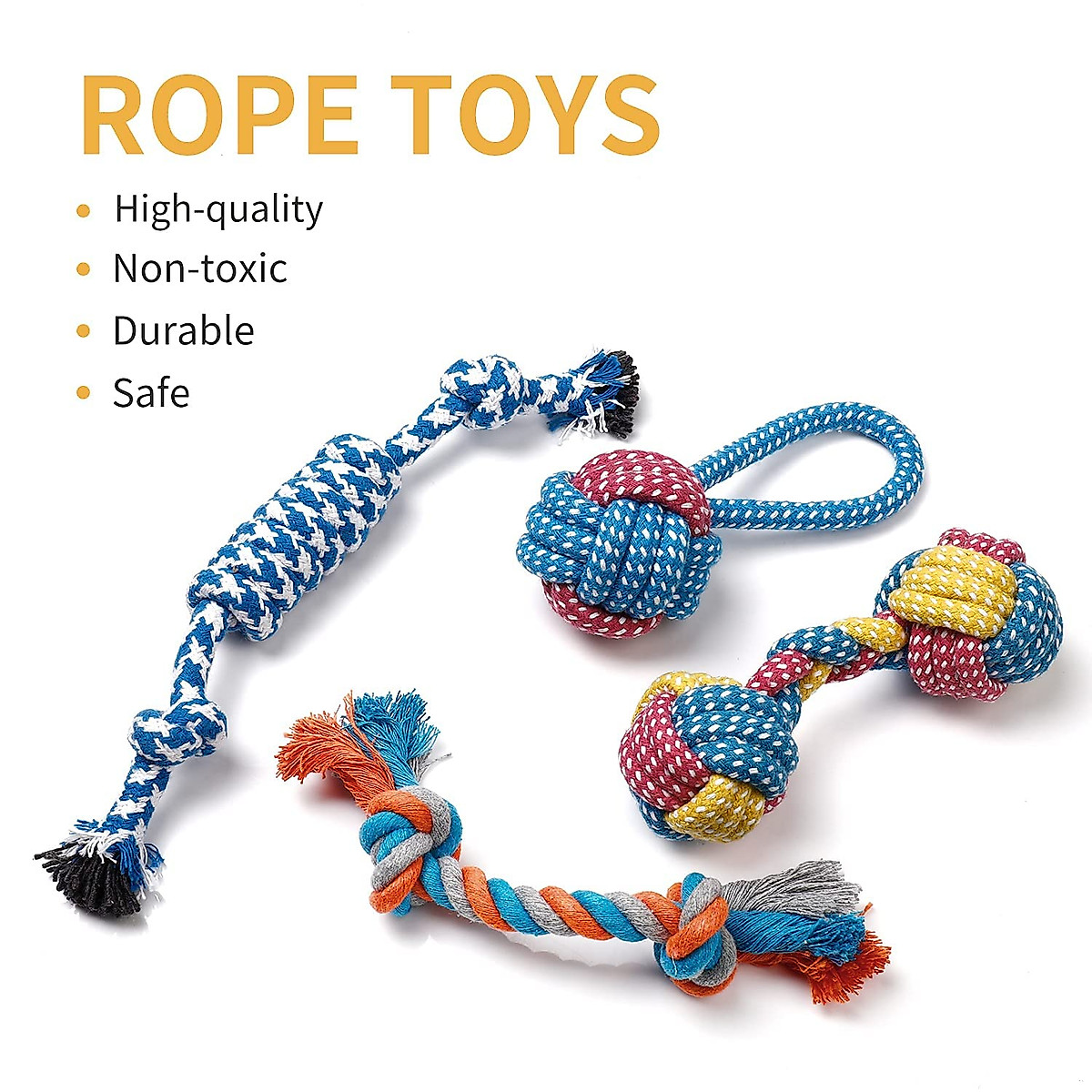 Toozey 7 Pack Small Dog Toys, Puppy Teething Toys, Durable Ropes Chew Toys, Cute Calf Squeaky Dog Toys, Non-Toxic and Safe