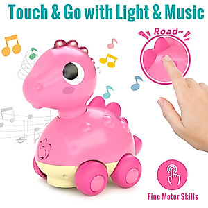 HOLA Baby Toys for 12-18 Months Baby Crawling Toys Touch & Go Musical Light for Baby Girl Toys - Infant Toys Gifts Toys for 1 to 2 3 Year Old Girl, Musical Toy for Age 1 2, 12 to 18 Months, Pink