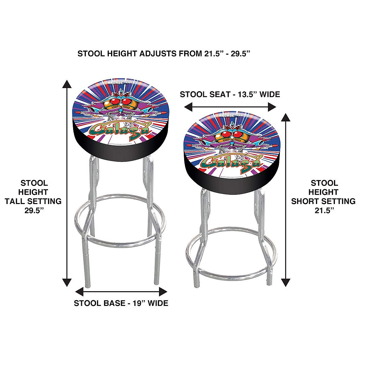 Arcade1Up Galaga Adjustable Stool, 21.5" to 29.5" - Electronic Games