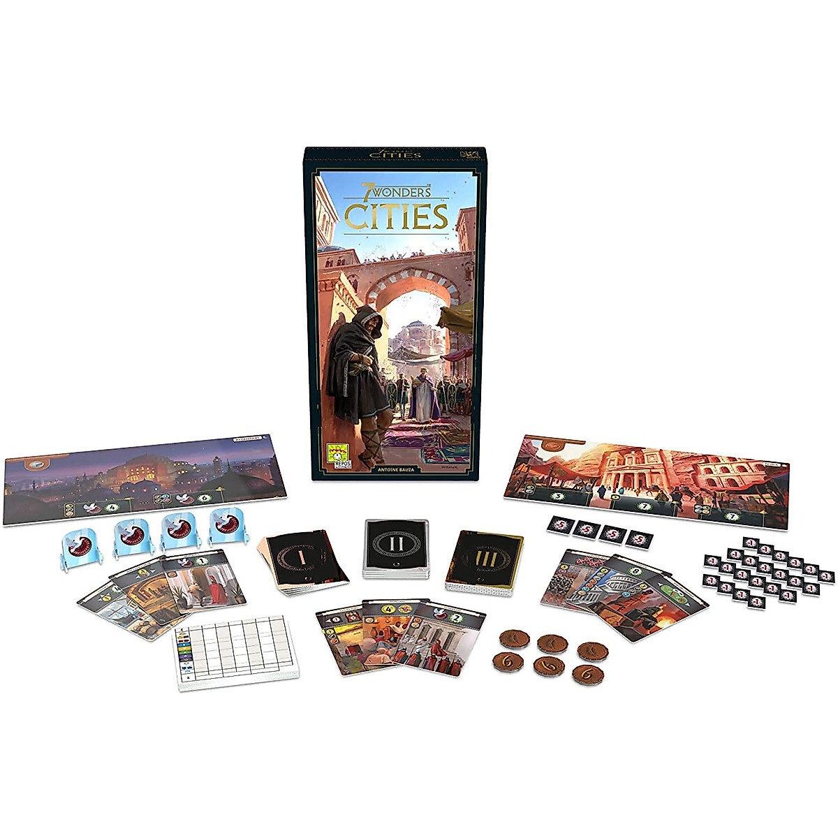 7 Wonders Cities Board Game EXPANSION (New Edition) | Family Board Game | Civilization Board Game for Adults | Strategy Board Game for Game Night| 3-7 Players | Ages 10+ | Made by Repos Production