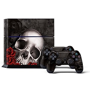 PS4 Console Designer Skin for Sony PlayStation 4 System plus Two(2) Decals for: PS4 Dualshock Controller Bones Black