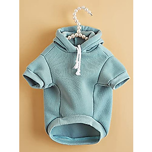 QWINEE Basic Dog Hoodie, Dog Warm Jacket, Cat Apparel, Dog Shirt, Dog Clothes for Puppy Kitten Small Medium Dogs Cats Cadet Blue XL