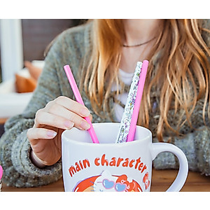 Silver Buffalo Sanrio's Hello Kitty Kawaii Treats 4pc Reusable Plastic Straw Set,10x1.5x.25, Pink