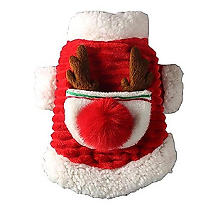 Dog Clothes Autumn and Winter Festive Thickened Warm Cotton Padded Clothes Teddy Bomei Bear pet Dog Christmas Dress