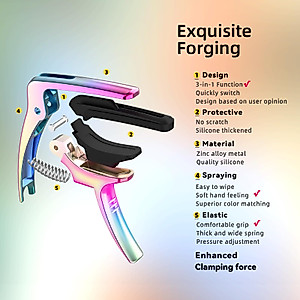 TANMUS 3in1 Guitar Capo for Acoustic and Electric Guitars(with Pick Holder and 4Picks),Guitar Accessories (MC-021)