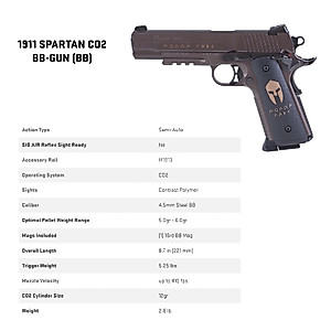 SIG SAUER 1911 Spartan CO2 4.5mm Steel BB Caliber Semi-Auto Air Pistol with 16rd BB Mag - CO2 Cartridges Not Included
