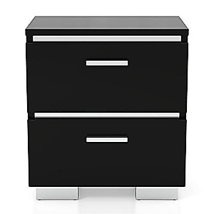 BOWERY HILL 2pc Black Wood Bedroom Set - 2 Nightstands Finish