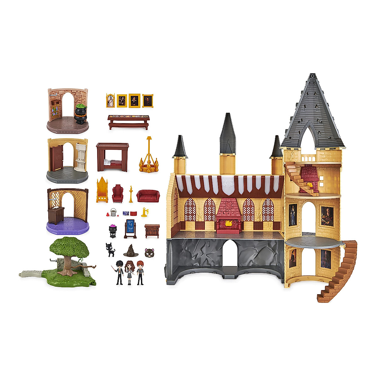 Wizarding World Harry Potter, Magical Minis Amazon Exclusive Deluxe Hogwarts Castle, 3 Classroom Playsets, 22 Accessories, 3 Figures, Lights & Sounds