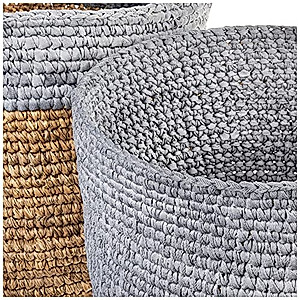 Bloomingville Set of 2 Beige & Grey Natural Seagrass Baskets, Natural & Grey