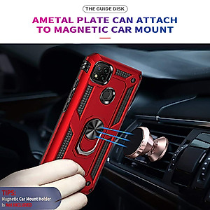 DuoLide for Xiaomi Redmi 9C Case with Tempered Glass Screen Protector [2 Pack], Hybrid Heavy Duty Dual Layer Anti-Scratch Shockproof Defender Kickstand Case Cover, Black