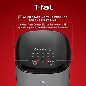 T-fal, Air Fryer, Easy Fry 5L Capacity Air fryer with basket, 10 Auto Cooking Programs 5.3 quarts, Digital Touchscreen, Dishwahser Safe Basket, Healthy and Crispy Results, Toast, Bake, Grey, EY245B50