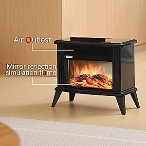 DONYER POWER 13" Height Mini Electric Fireplace Tabletop Portable Heater, 1500W, Black Metal Frame,Room Heater,Space Heater