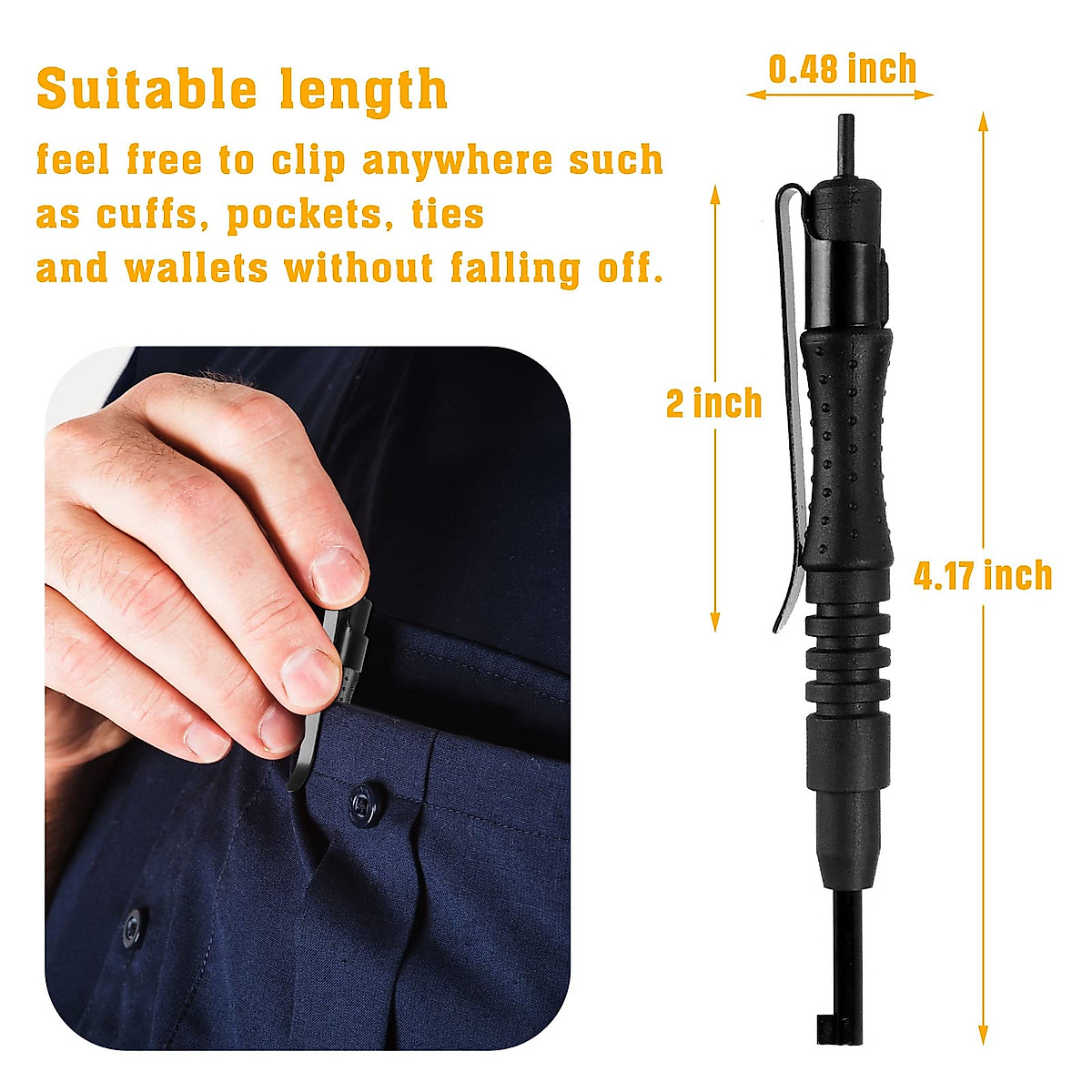 JOTOVO Pocket Key Universal Round Handcuff Key, Police Cuff Keys 4 Inch with Clip for All Standard Series Hand Cuffs - 2 Pack